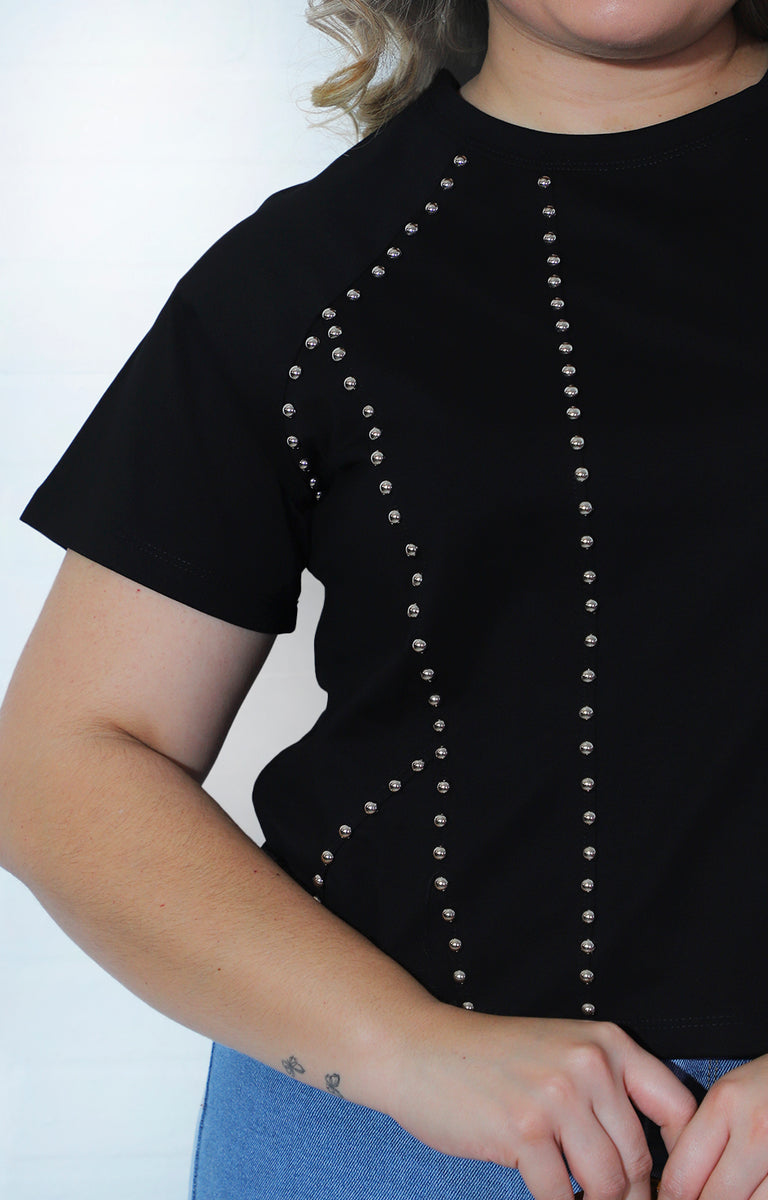 Blusa negra con estoperoles | Boutiquemirel - ropa para mujer